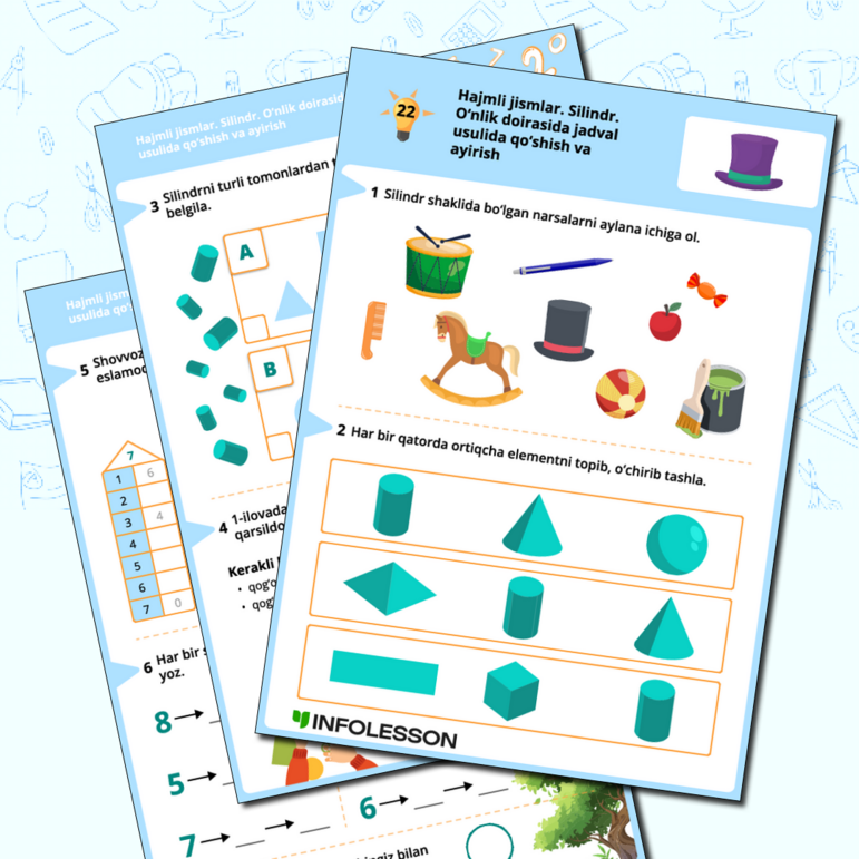 «Hajmli geometrik shakllar. O‘nlik ichida jadval shaklida qo‘shish va ...