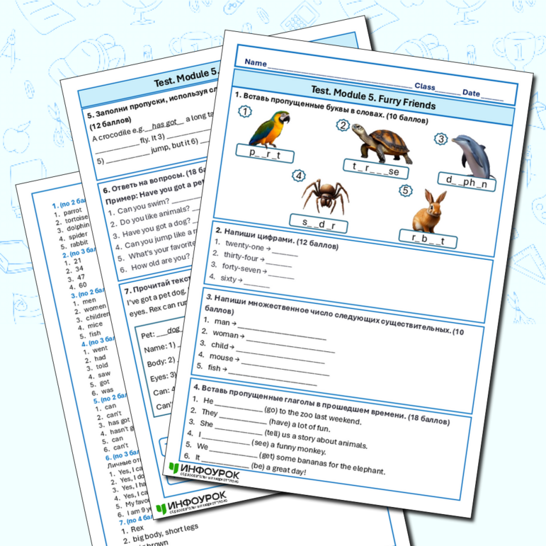 Контрольная работа по английскому языку «Furry Friends» (Spotlight 3. Module 5)
