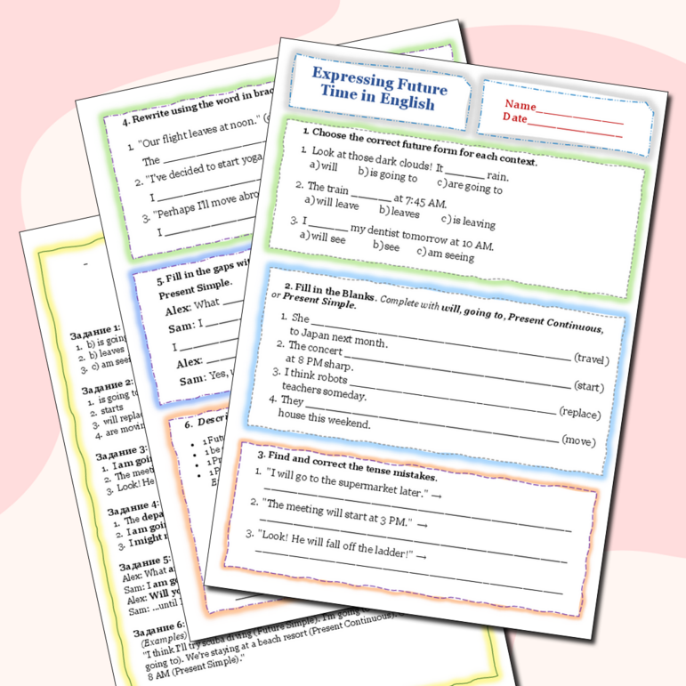 Рабочий лист по английскому языку: Expressing Future Time in English