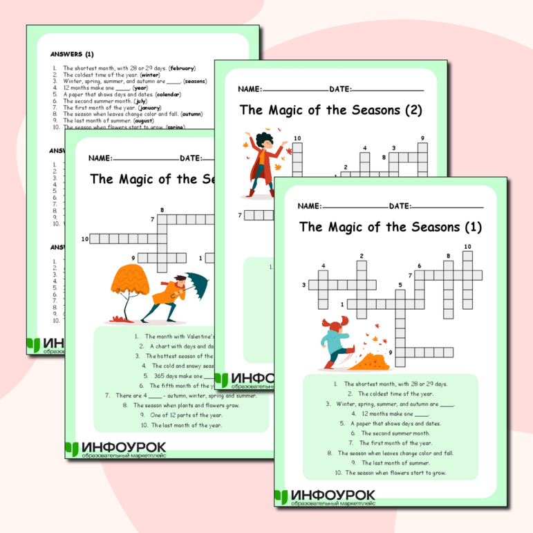 Кроссворд «The Magic of the Seasons» (3 варианта)