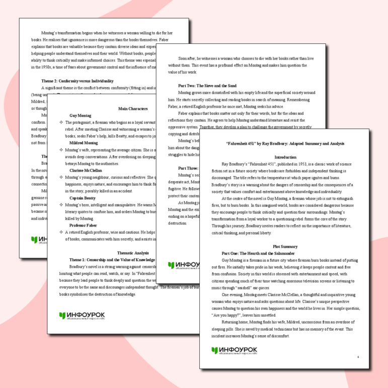 «Fahrenheit 451» by Ray Bradbury (Summary & Analysis, B1-B2)