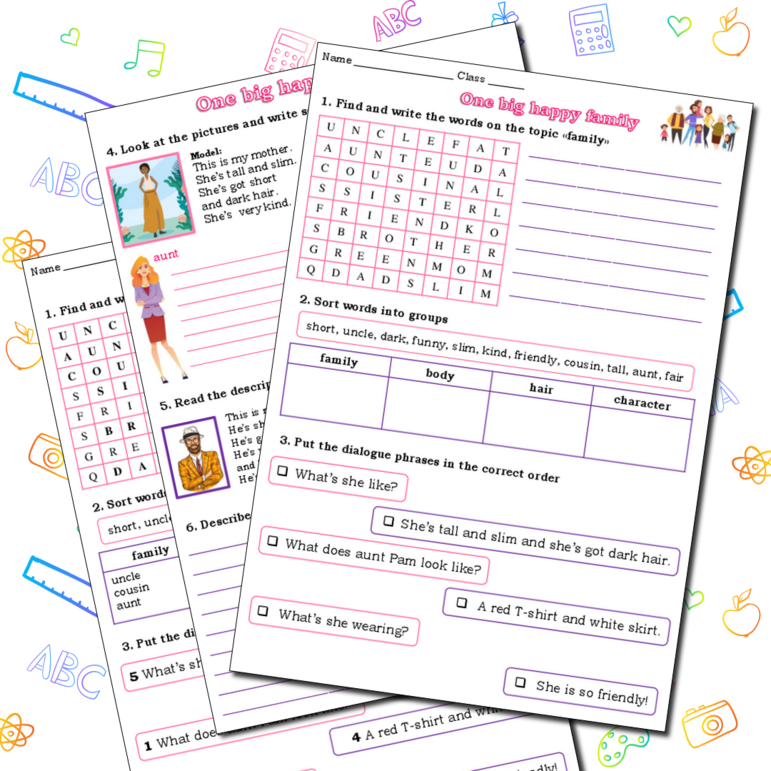 Рабочий лист по английскому языку «One big happy family» (к УМК ...