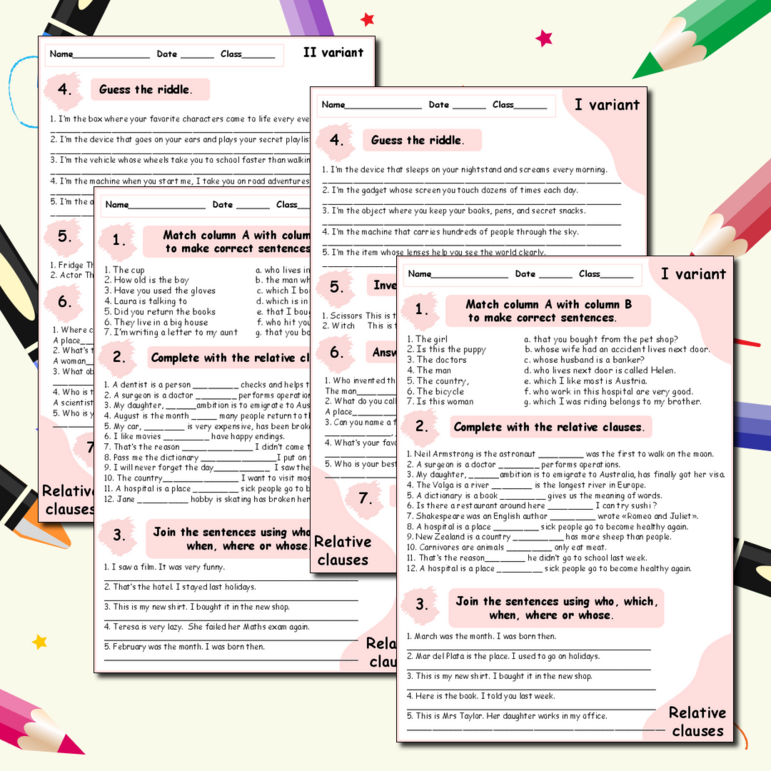 «Relative Clauses» Относительные местоимения и наречия Самостоятельная ...