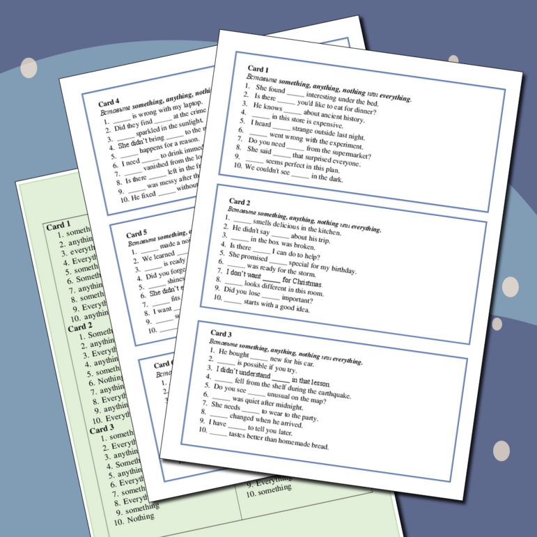 Тренажёр по английскому языку «Indefinite pronouns: something, anything ...