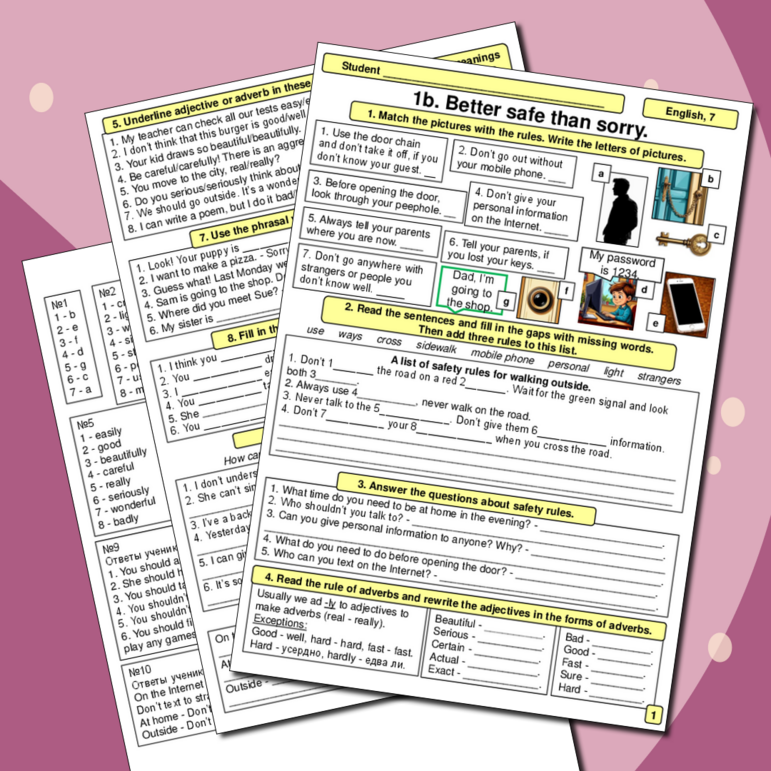 Рабочий лист по английскому языку «1b. Better safe than sorry ...