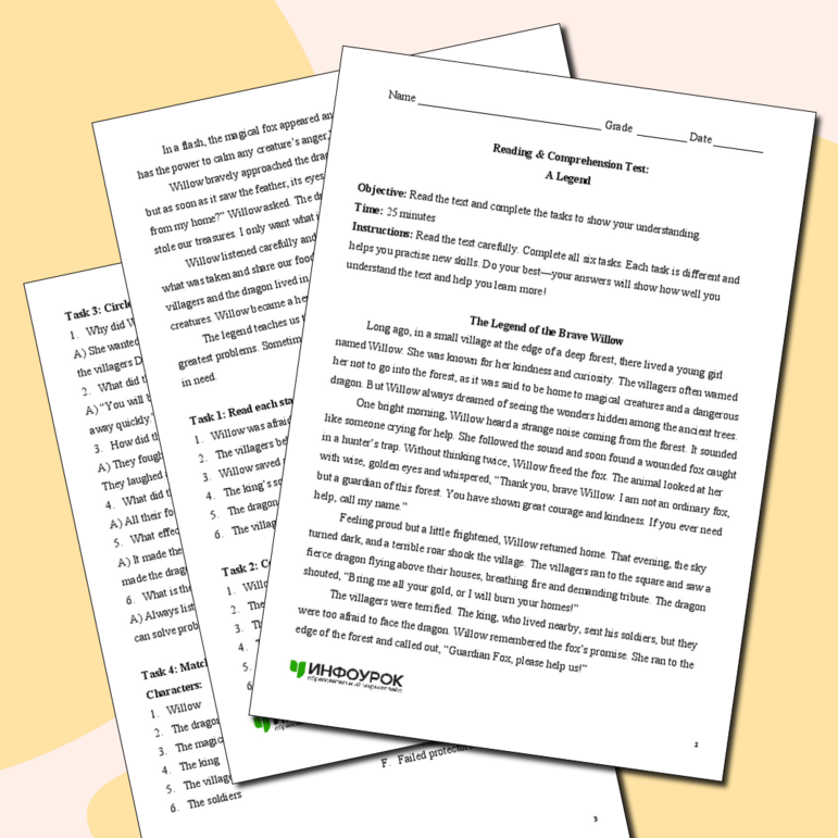 Reading & Comprehension Test «A Legend» (A2-B1)