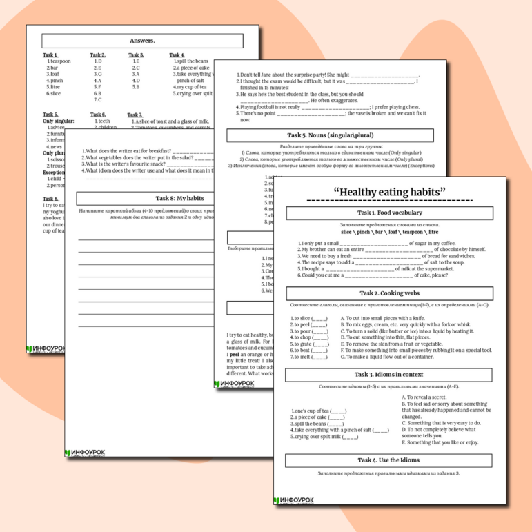 Рабочий лист по английскому языку для 6 класса «Healthy Habits ...