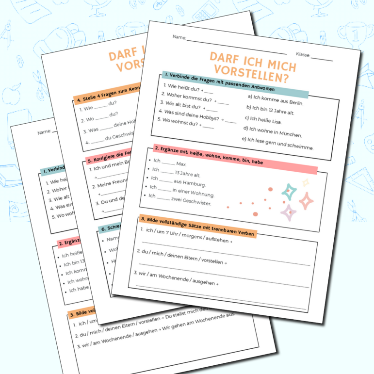 Рабочий лист по теме «Darf ich mich vorstellen?»