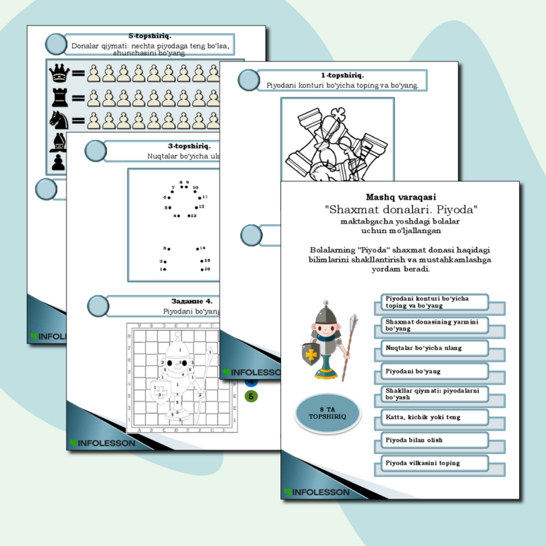 «Shaxmat donalari: Piyoda» mavzusida ish varaqasi