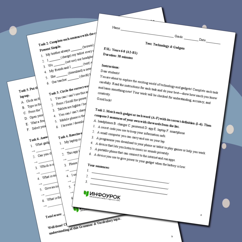 Самостоятельная работа «Technology & Gadgets» (A2-B1)