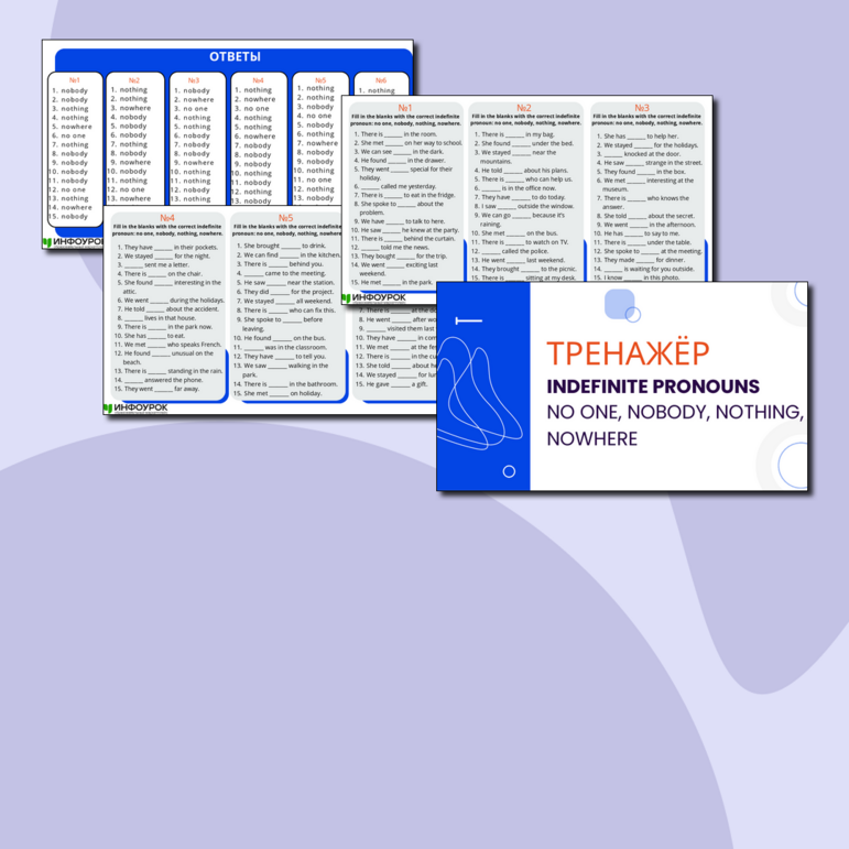 Тренажёр по английскому языку по теме «Indefinite pronouns: no one ...