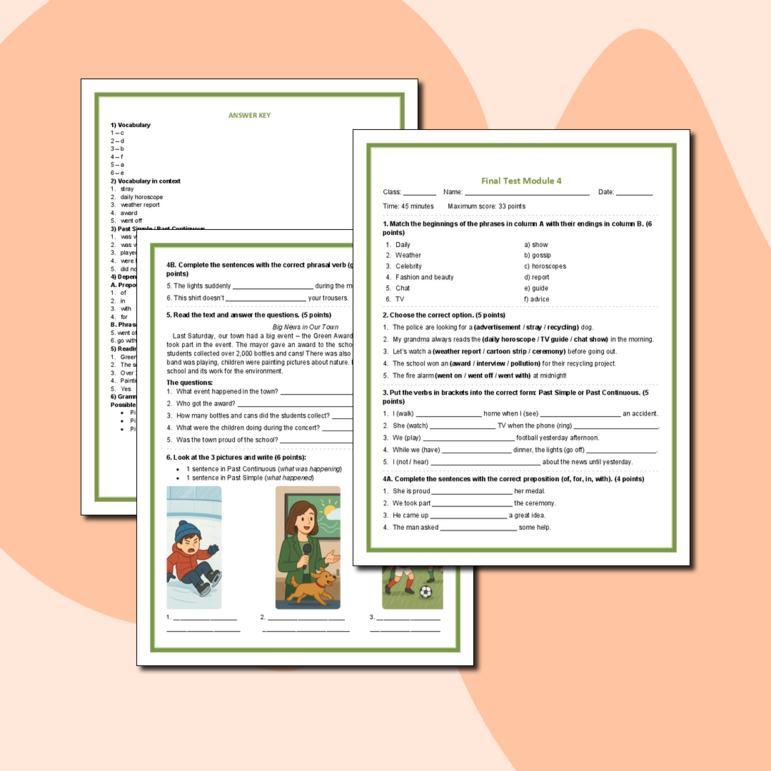 Итоговая самостоятельная работа по английскому языку для 7 класса Spotlight 7 Modules 4a-4c