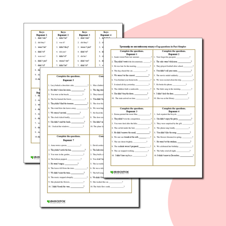 Тренажёр по английскому языку «Tag-questions in Past Simple»