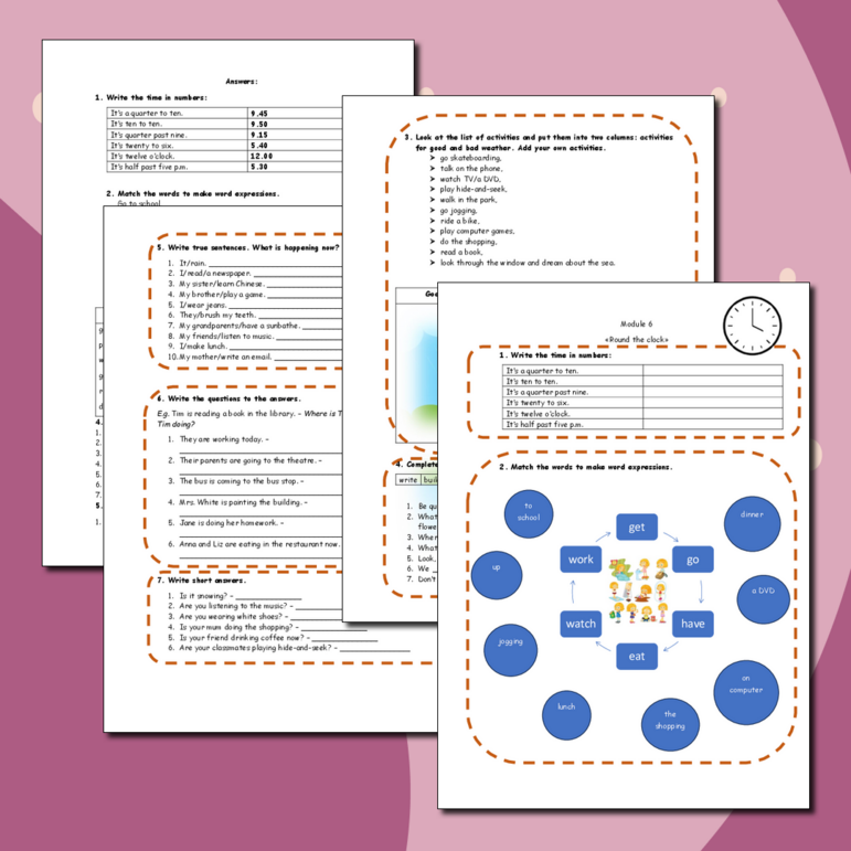 Карточки "Spotlight 5, Module 6. Round the clock"