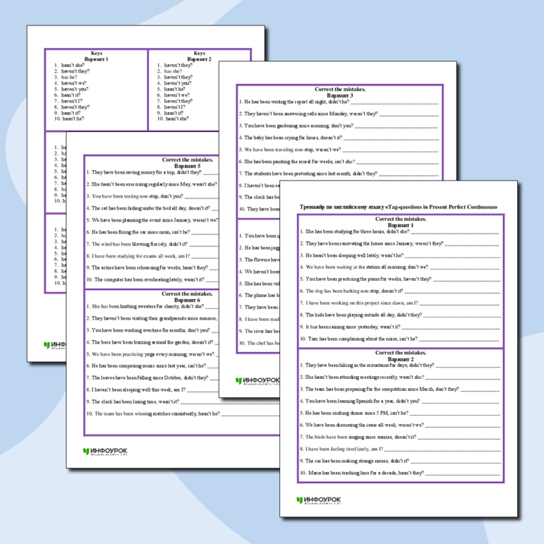 Тренажёр по английскому языку «Tag-Questions in Present Perfect ...