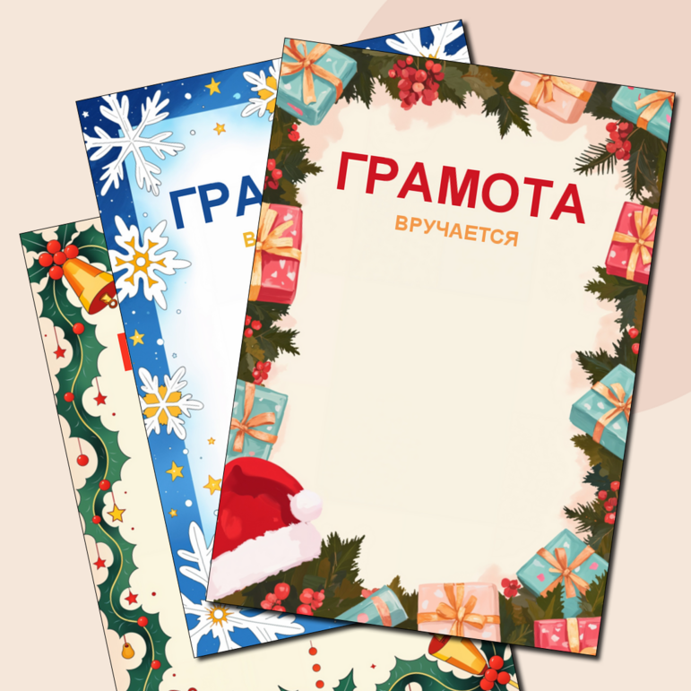 Шаблоны новогодних грамот