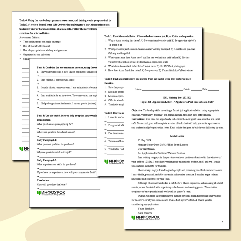 ESL Writing Test «Job Application Letter – Apply for a Part-time Job at ...