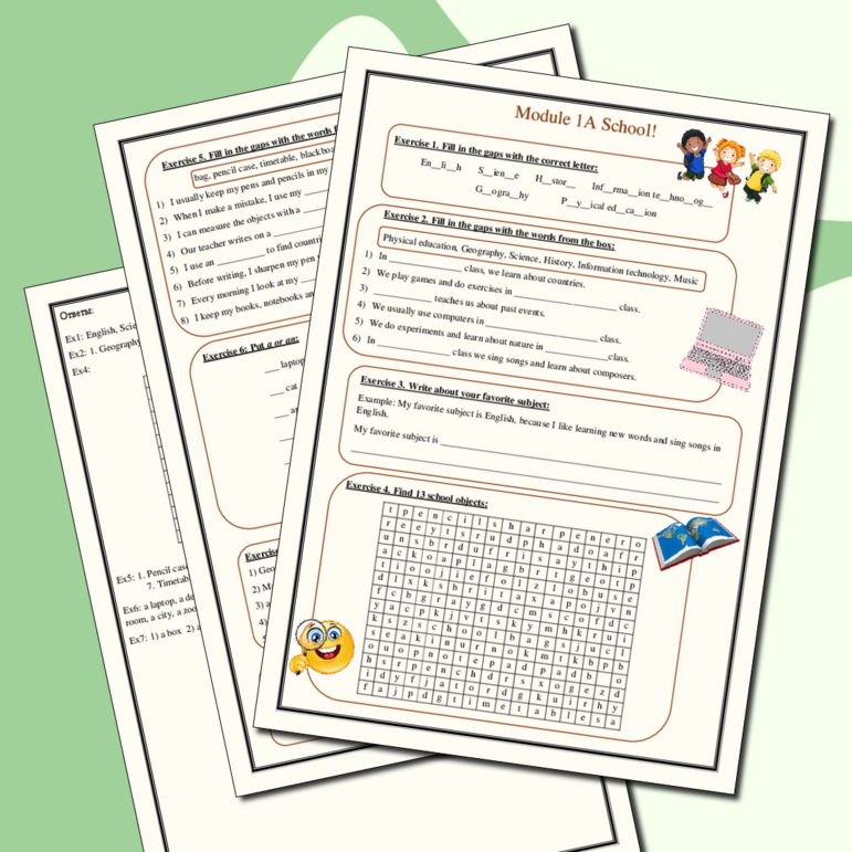 Рабочий лист к Module 1A School, УМК Spotlight 5 класс
