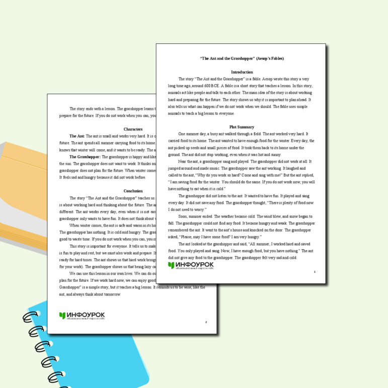 «The Ant and the Grasshopper» (Aesop's Fables) A1-A2