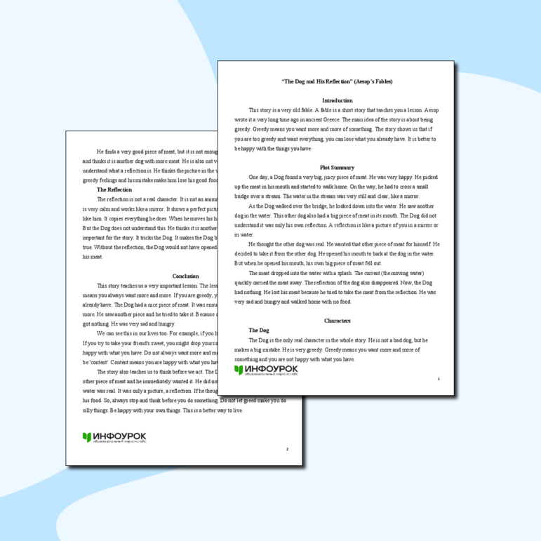 «The Dog and His Reflection» (Aesop's Fables) A1-A2