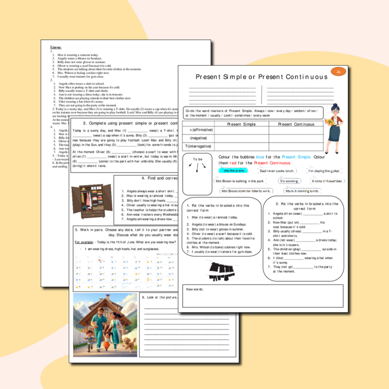 Рабочий лист «Present Simple / Present Continuous» Spotlight 5 7b