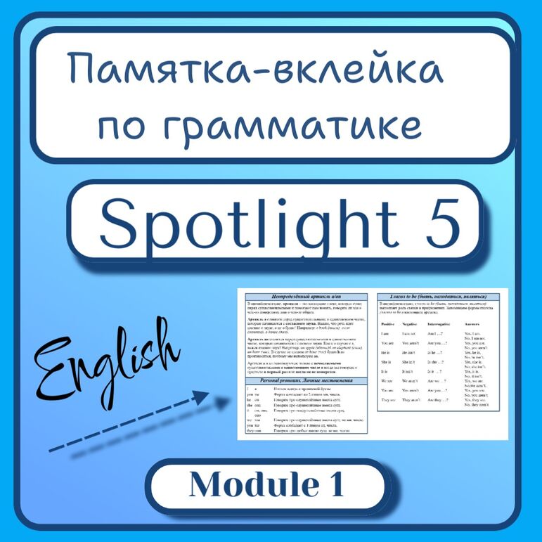 Грамматическая памятка-вклейка. УМК Spotlight 7. Module 1.