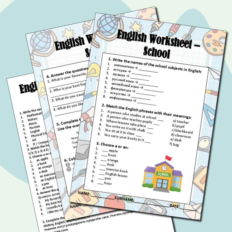 Рабочий лист по английскому языку Spotlight 5 Module 1a School