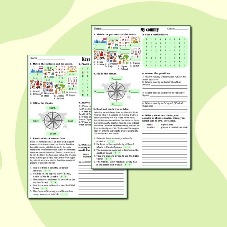 Рабочий лист к Module 1c My country, УМК Spotlight 6 класс