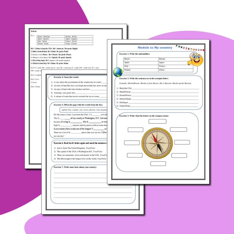 Рабочий лист к Module 1c My country, УМК Spotlight 6 класс
