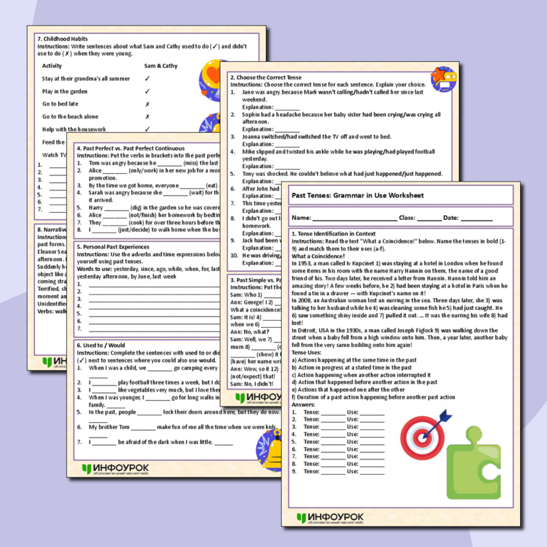 Рабочий лист "Past Tenses" к УМК Spotlight 9 Module 3c