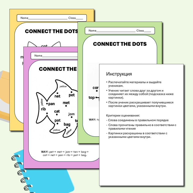 Карточки для чтения “CVC words”