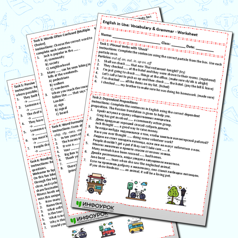 Spotlight 9 Unit 6f: English in Use: Vocabulary & Grammar – Рабочий лист