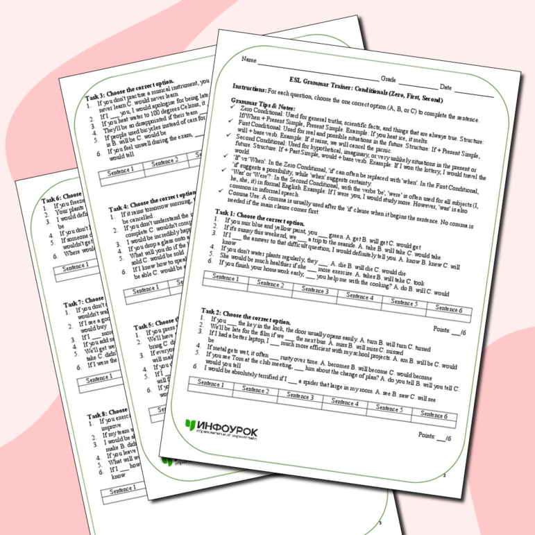 Грамматический тренажёр «Zero & First Conditionals» (A2-B1)