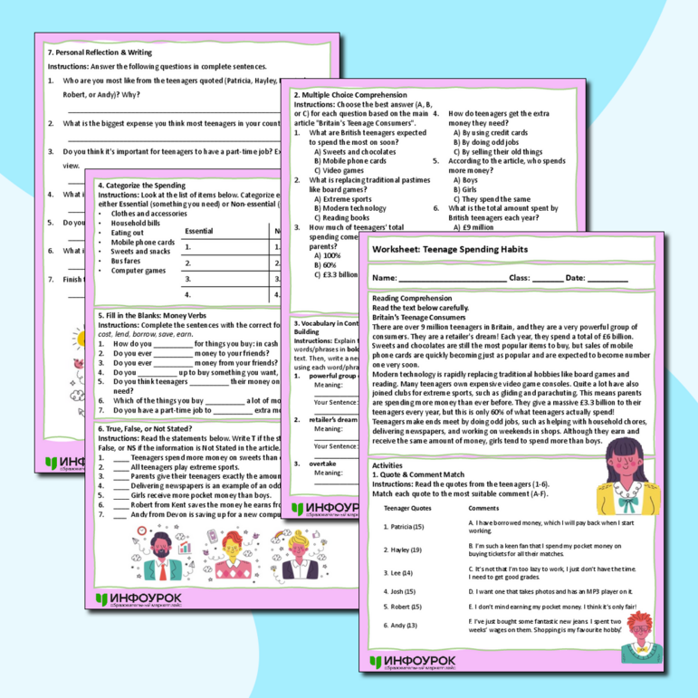 Spotlight 10, Module 2a: Рабочий лист — Teenage Spending Habits
