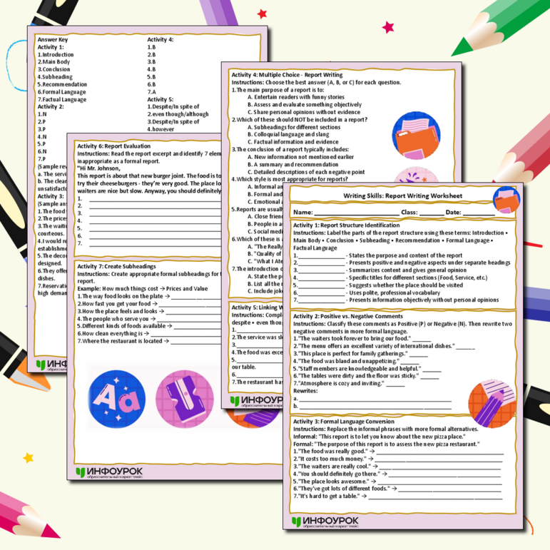 Рабочий лист "Writing skills" к учебнику Spotlight 10 Module 4e