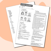 Рабочий лист Spotlight 3. Module 2. 3a, 3b. «A new member».