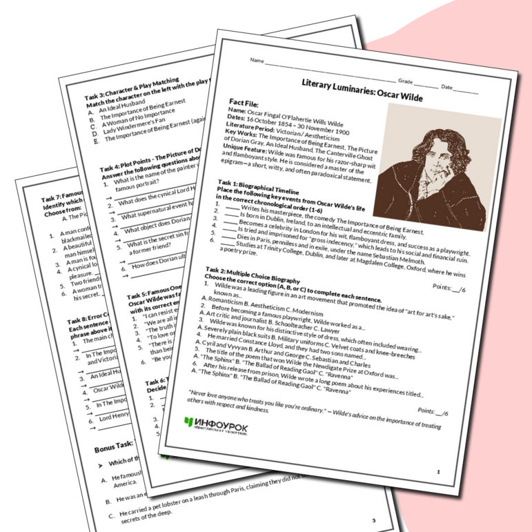 Тренажёр «Literary Luminaries: Oscar Wilde» (B1-B2)