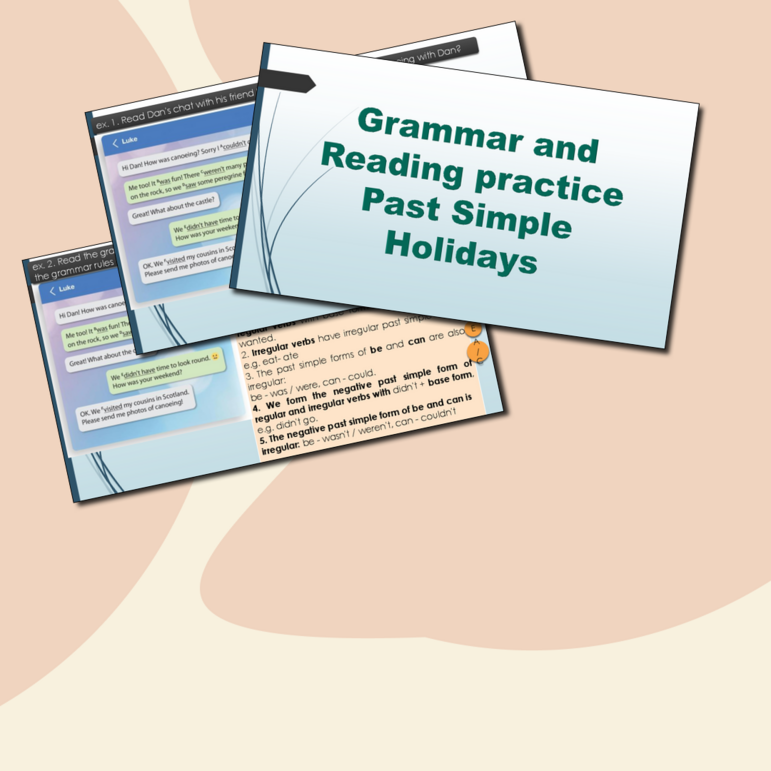 Grammar and Reading practice Past Simple Holidays