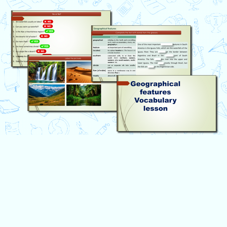 Geographical features Vocabulary lesson