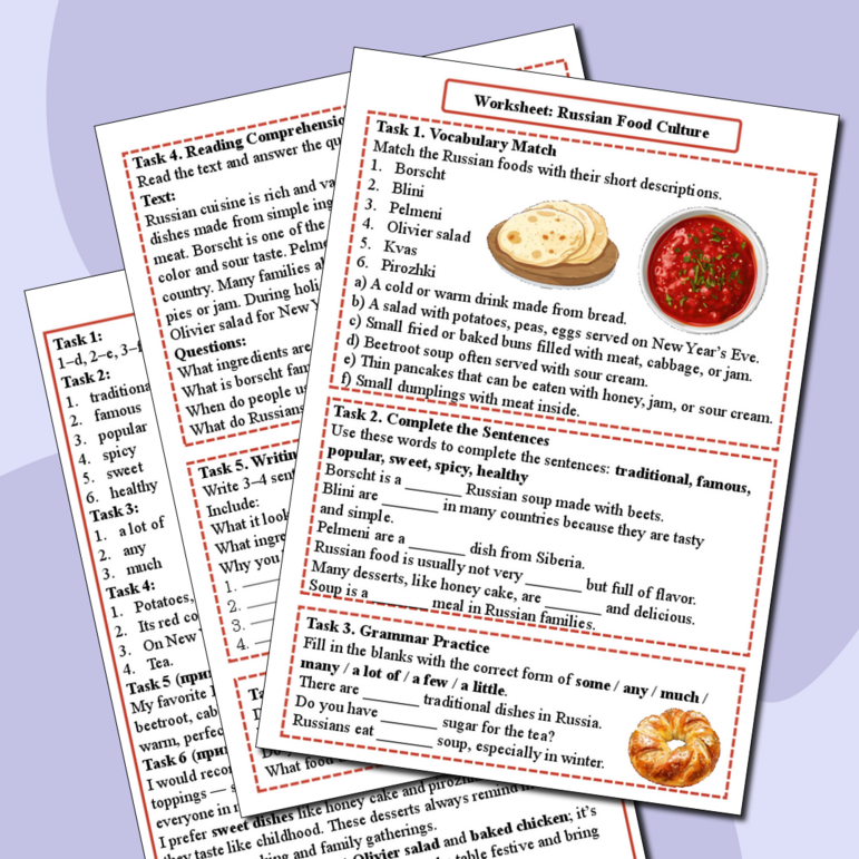 Рабочий лист «Russian Food Culture»