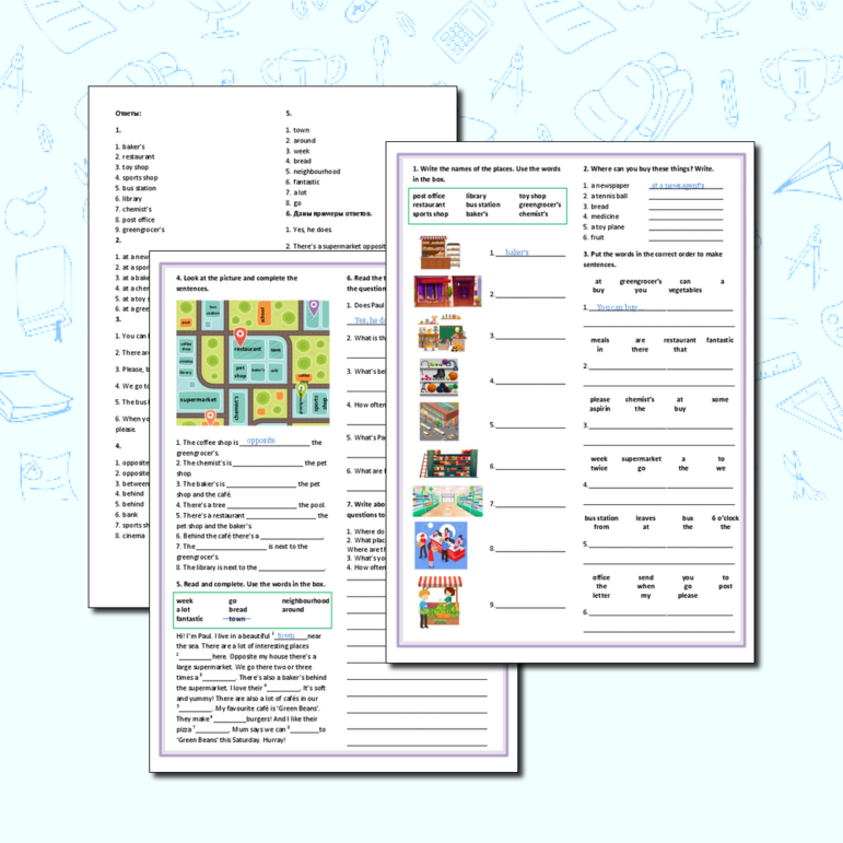 Рабочий лист «Spotlight 6, Lesson 2C. Лексика + чтение + Prepositions ...