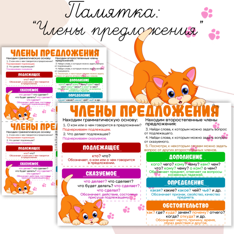 Члены предложения. Памятка "Члены предложения"