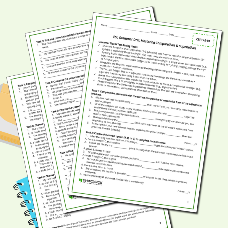 Тренажёр «ESL Grammar Trainer: Comparatives & Superlatives» (A2-B1)