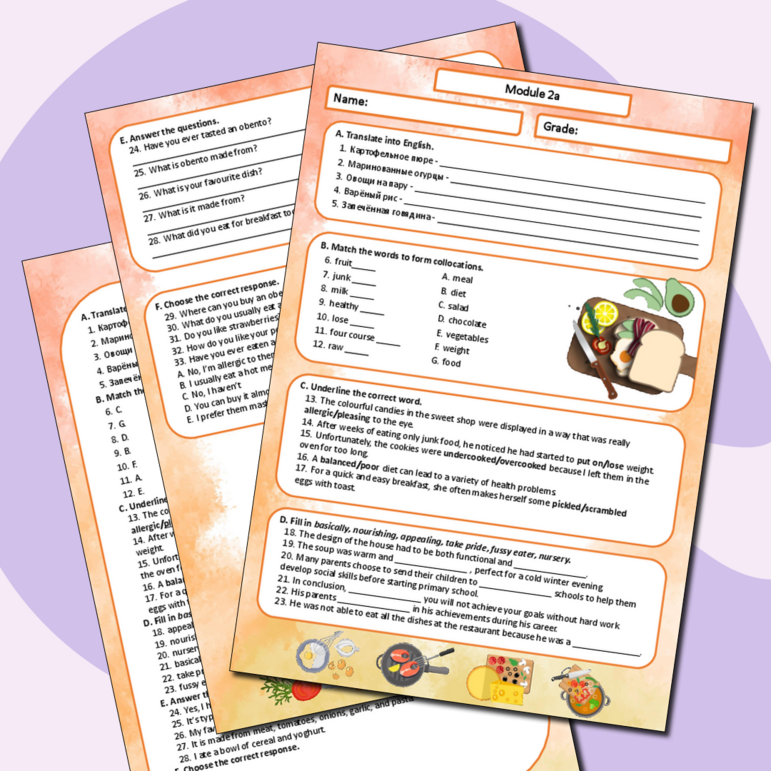 Рабочий лист к учебнику Spotlight 8 module 2a