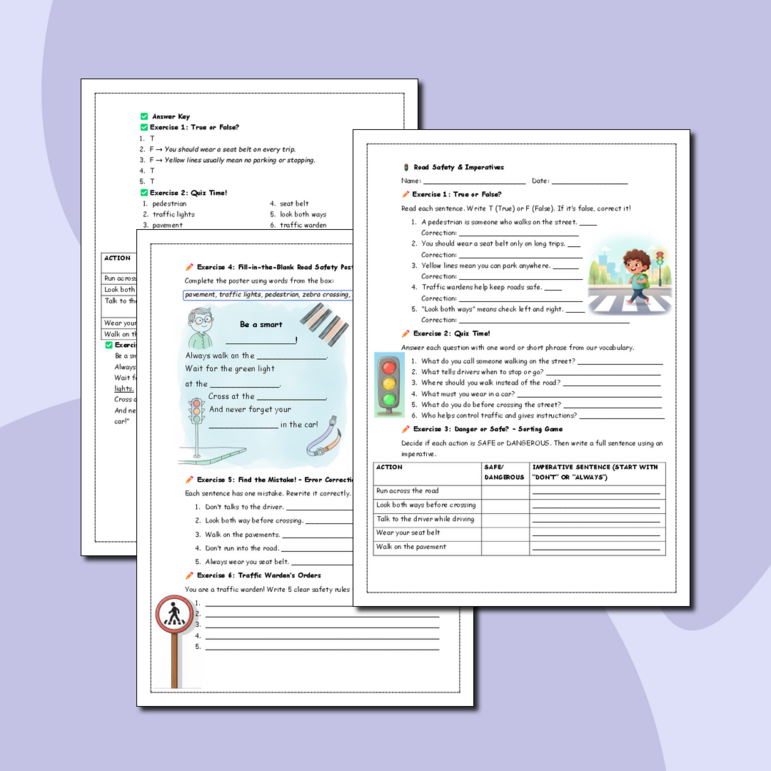 Рабочий лист Road Safety Rules: Practising Vocabulary and Imperatives ...