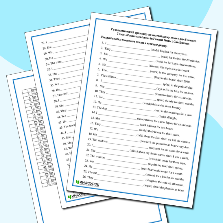 Карточки «Present Perfect (positive sentences)»