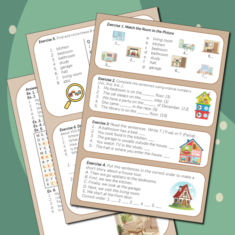 Рабочий лист «At Home», Spotlight 5, Module 3a