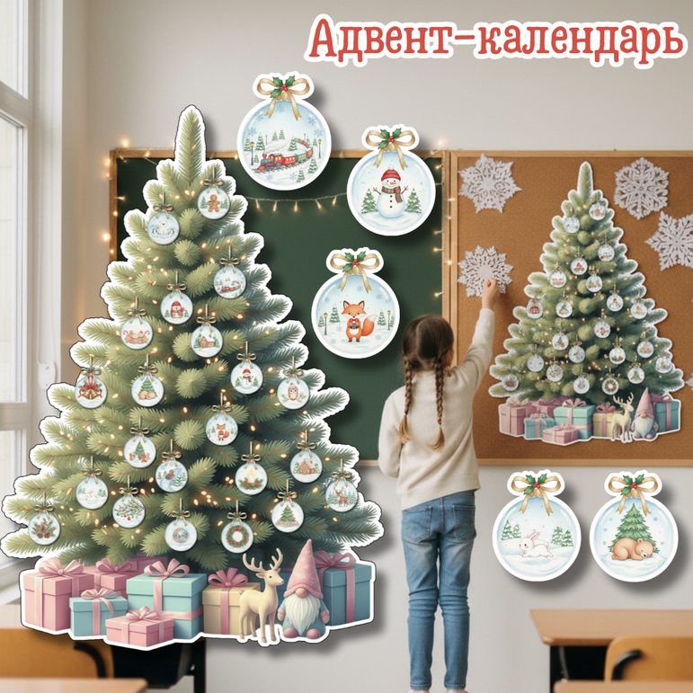 Новогодний адвент-календарь «Ёлка» для класса. Новый 2026 год
