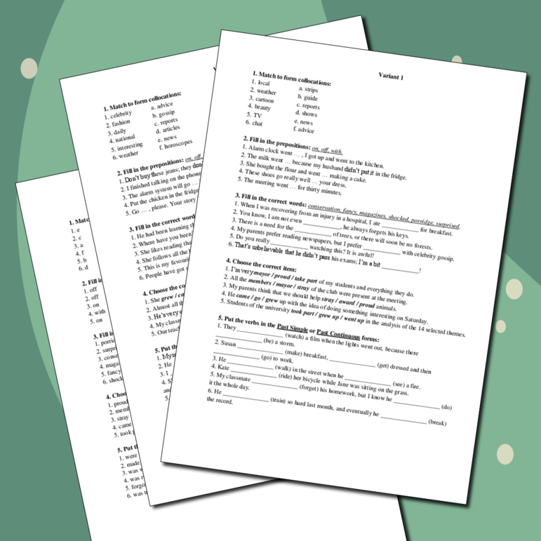 Тест к учебнику Spotlight 7. Module 3 (2 варианта)