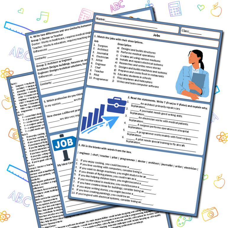 Рабочий лист "Jobs" / "Профессии" к учебнику Spotlight 10 (Module 3b)